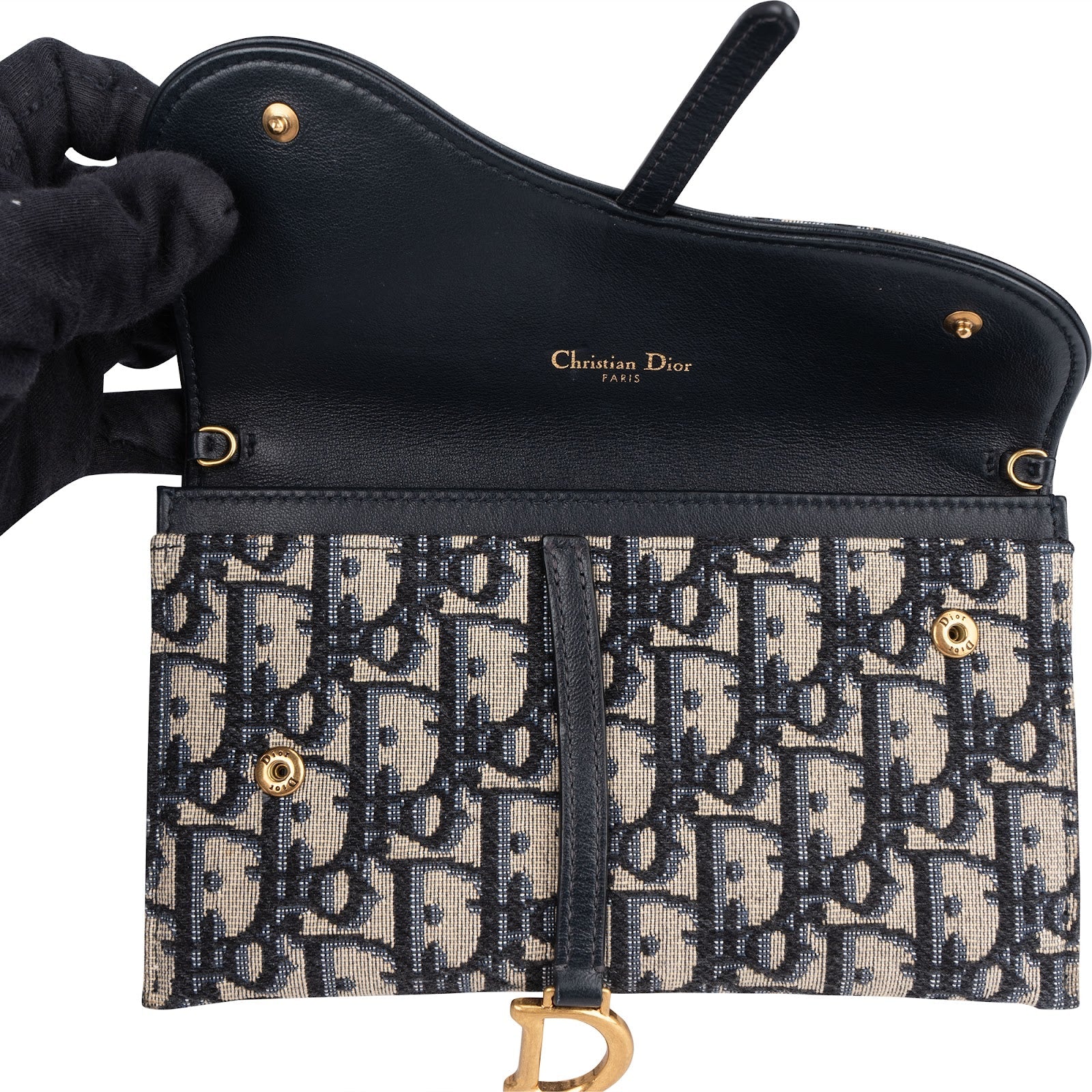 Christian Dior Trotter Monogram Saddle Wallet On Chain Shoulder Bag ...