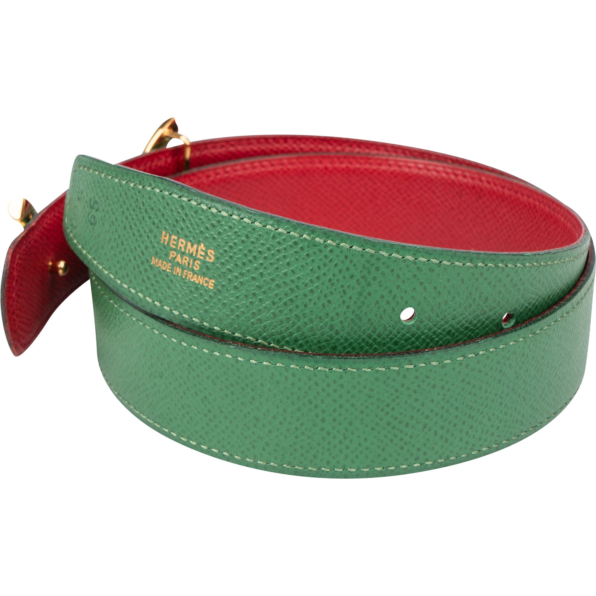 Hermès Reversible Leather Gold Tone H Belt (65) – vintage on friday