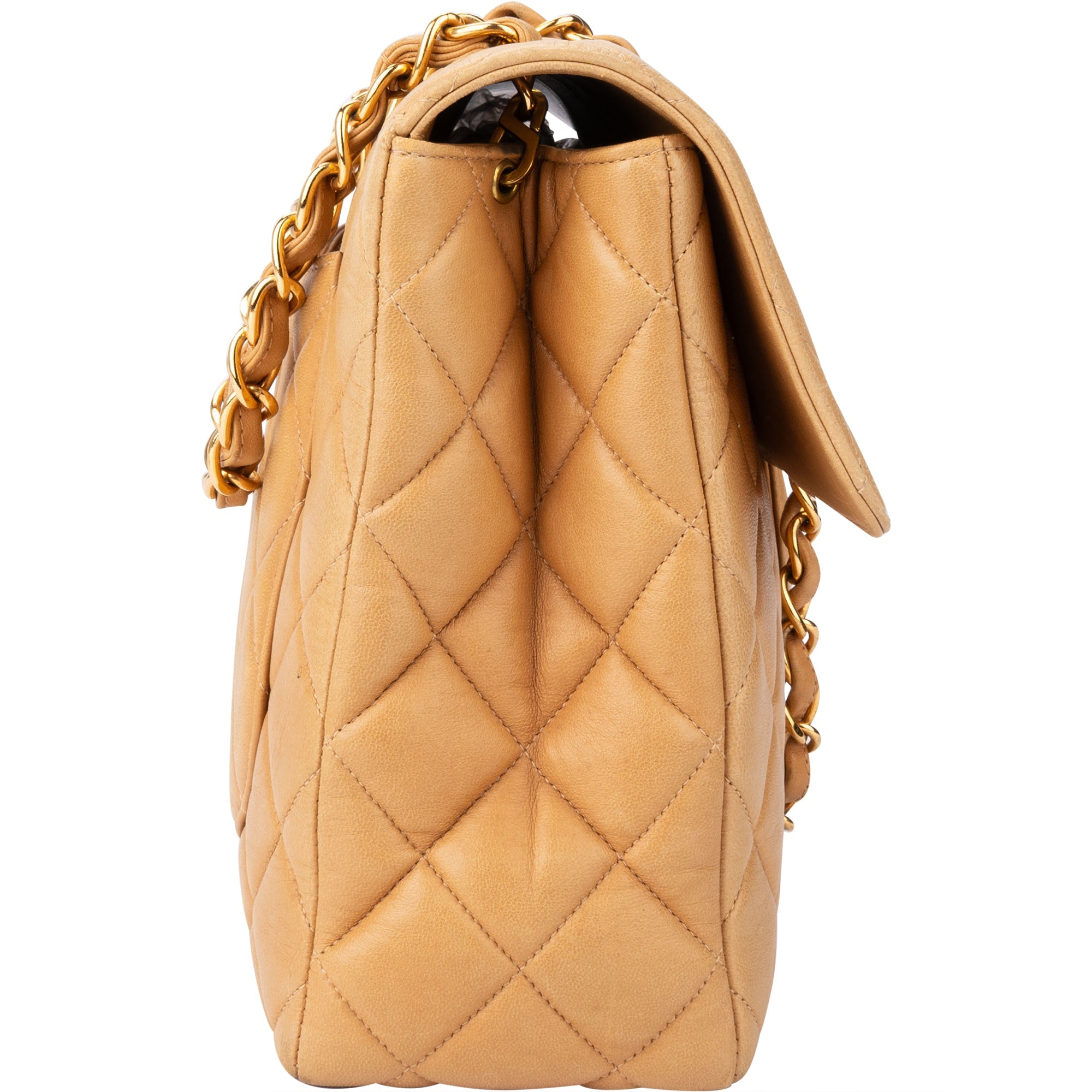 Chanel Quilted Lambskin 24K Gold Jumbo Single Flap Crossbody Bag ...
