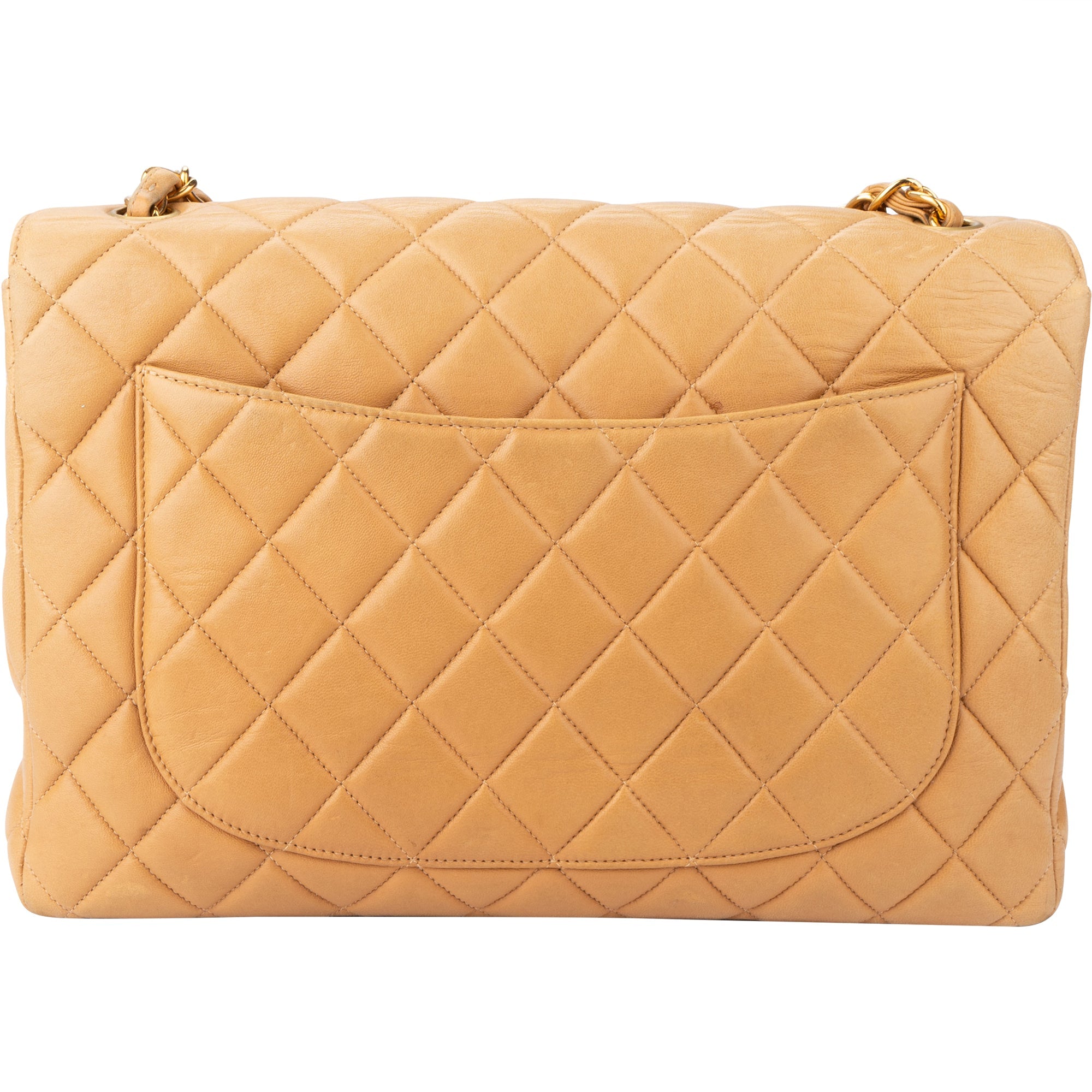 Chanel Quilted Lambskin 24K Gold Jumbo Single Flap Crossbody Bag ...