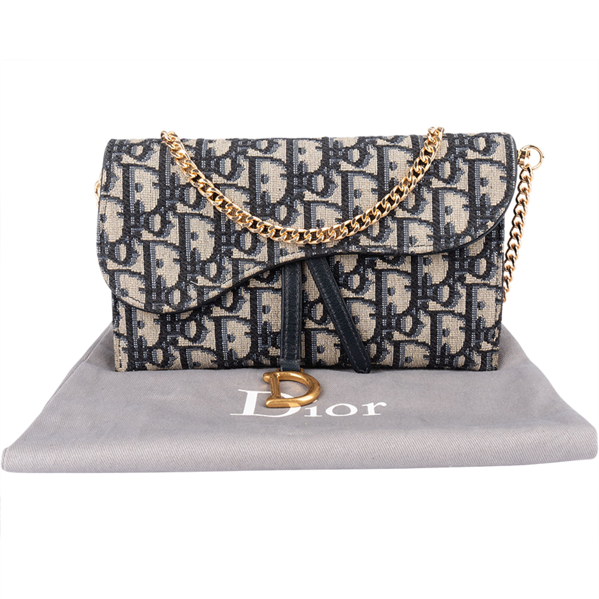 Christian Dior Trotter Monogram Saddle Wallet On Chain Shoulder Bag ...